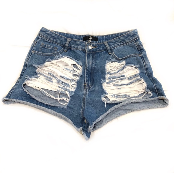 Missguided | Shorts | Missguided Super Distressed High Rise Cutoff ...